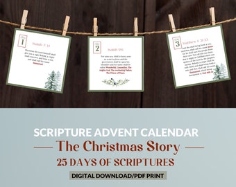 Printable Advent Calendar Scripture Christmas Countdown - Etsy