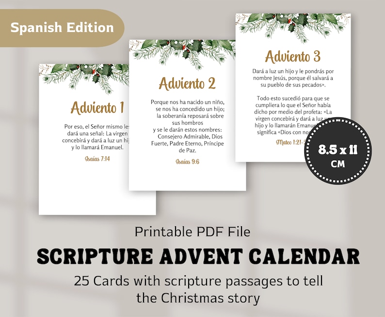 Spanish Scripture Advent Calendar, Christmas Countdown, Spanish ...