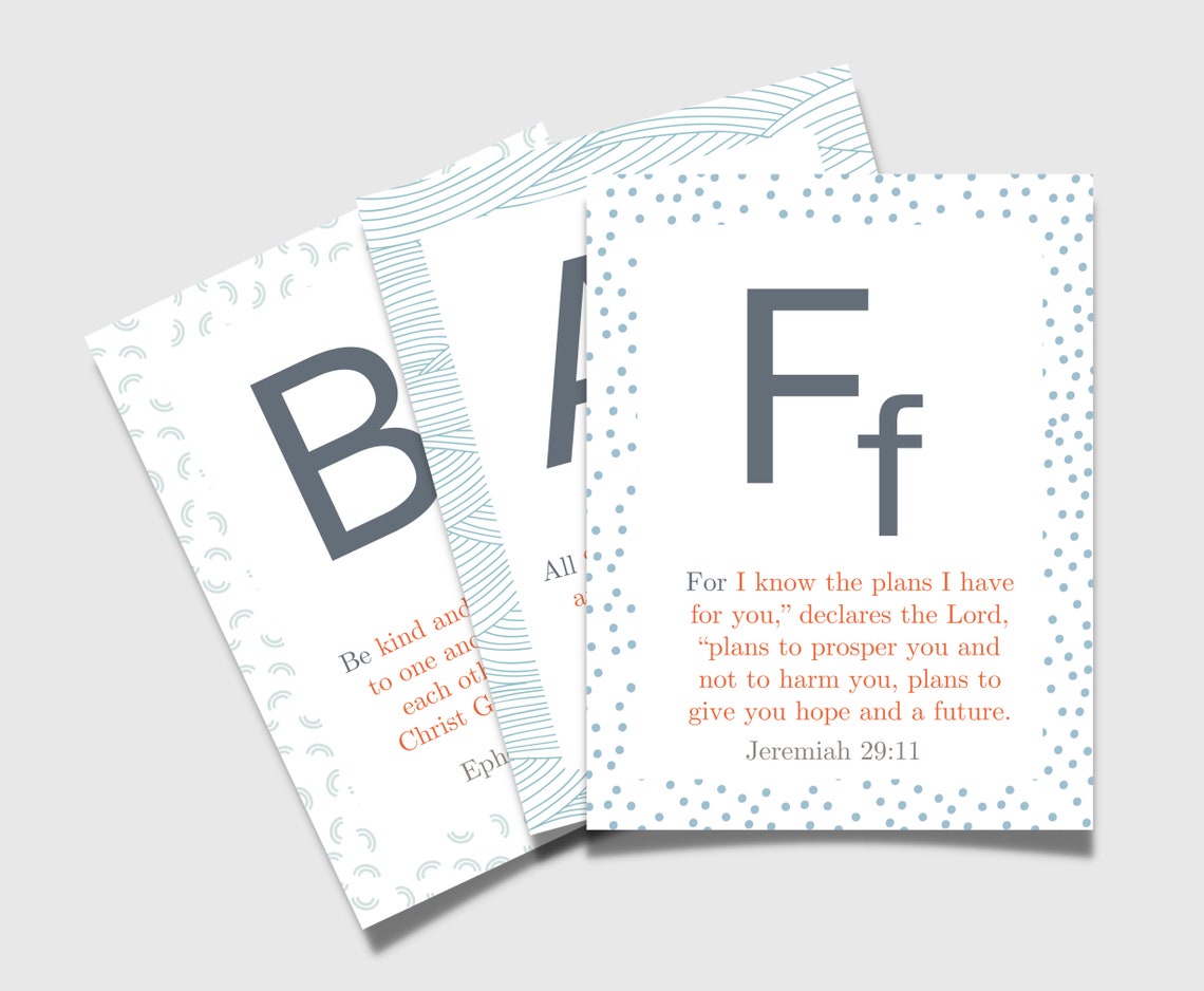 ABC Scripture Flash Cards Bible Verse Alphabet Cards Set | Etsy