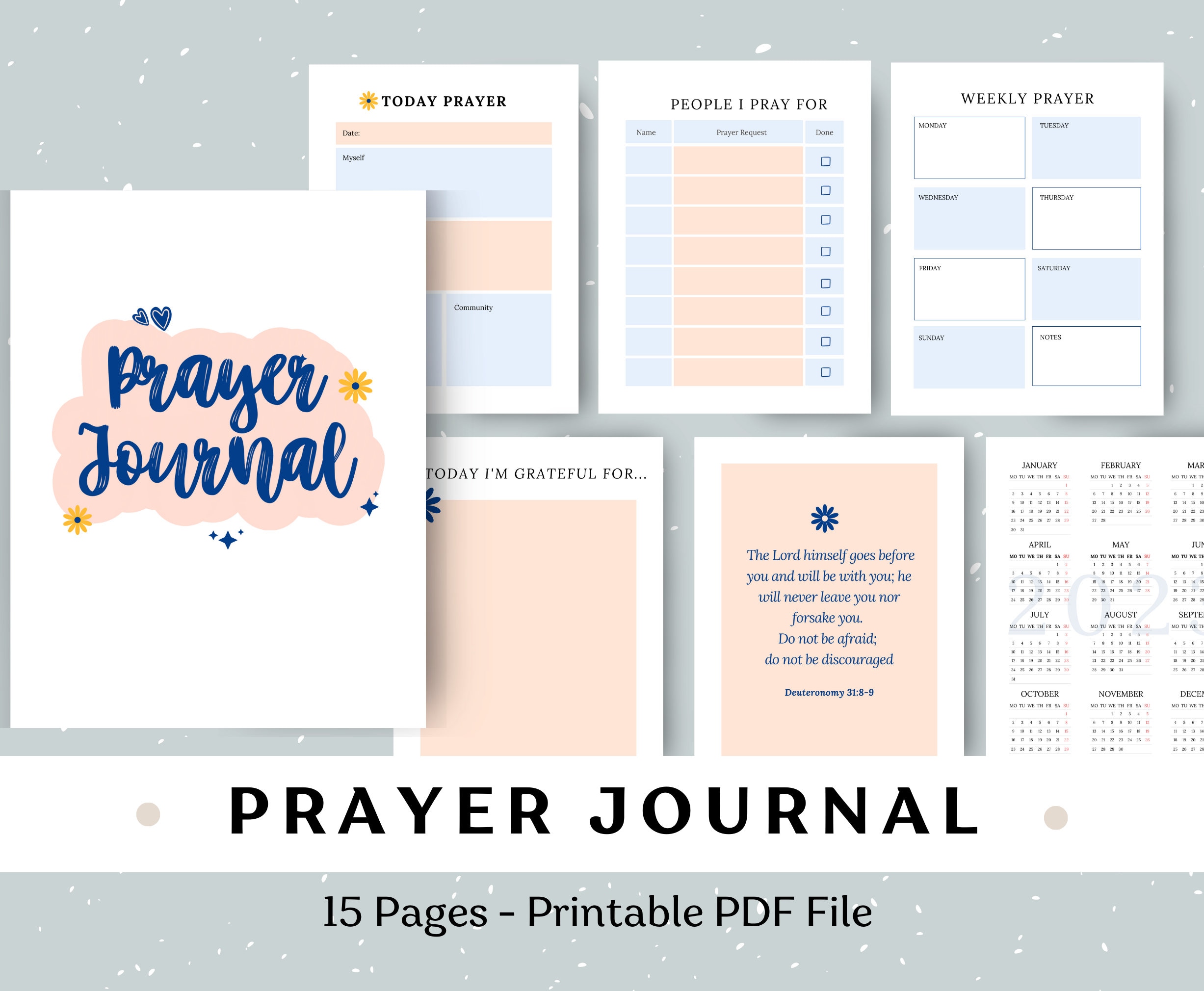 Printable Prayer Journal, Undated Sunday Sermon Note, Gratitude Journal ...