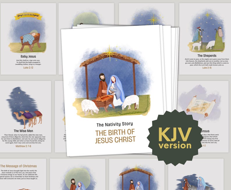 Printable Nativity Story Cards: KJV Bible Verses, Christmas Advent ...