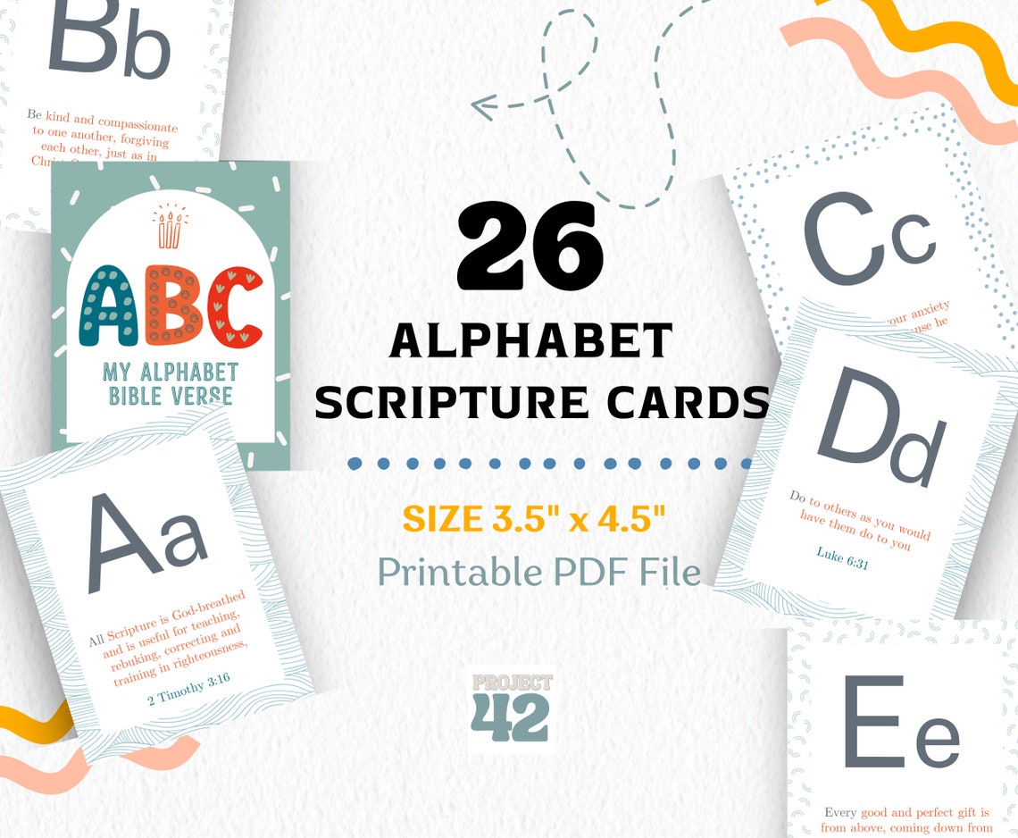 ABC Scripture Flash Cards, Bible Verse Alphabet Cards Set, Homeschool ...