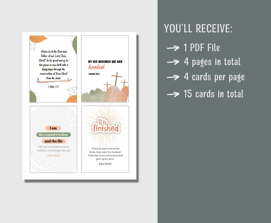 Easter Scripture Cards, Holy Week Cards, Easter Countdown, Christian ...