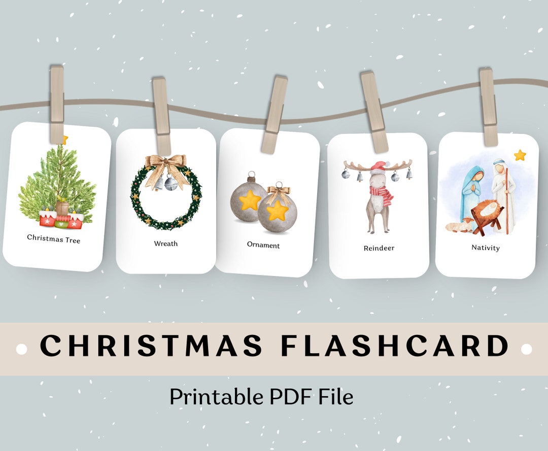 Christmas Words Flashcard, Christmas Vocabulary, Digital Download ...