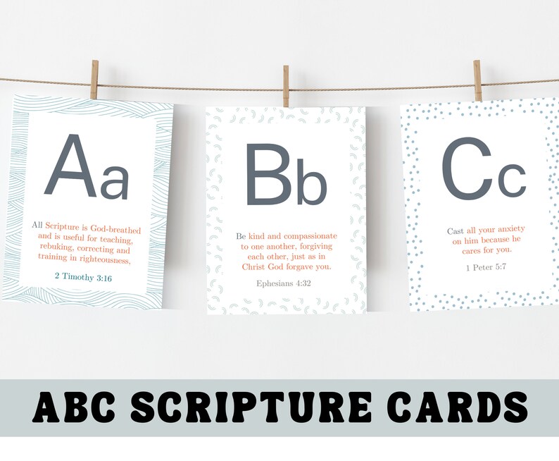 ABC Scripture Flash Cards, Bible Verse Alphabet Cards Set, Homeschool ...