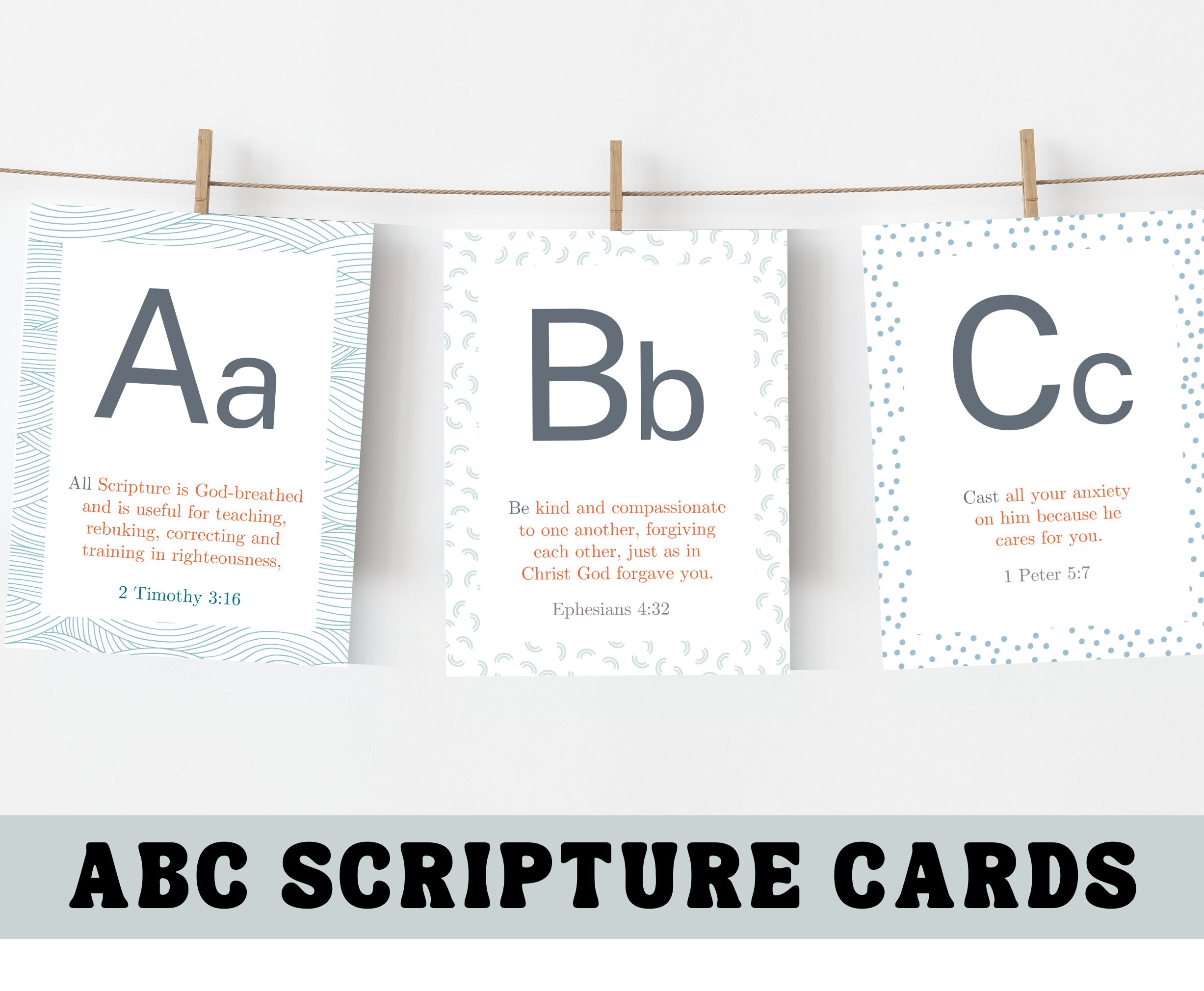 ABC Scripture Flash Cards, Bible Verse Alphabet Cards Set, Homeschool ...