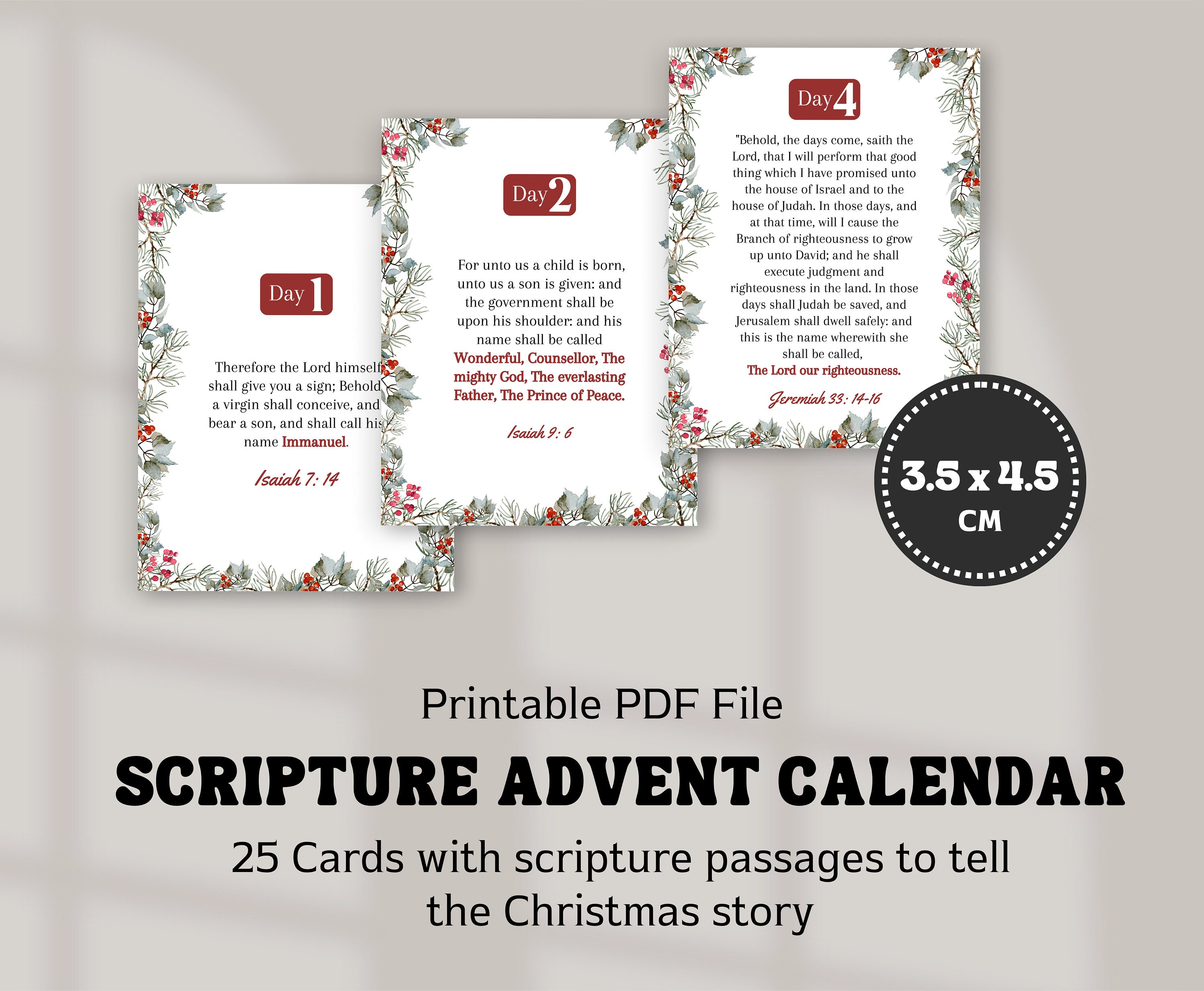 Scripture Advent Calendar for Printable, Christmas Countdown, Bible ...
