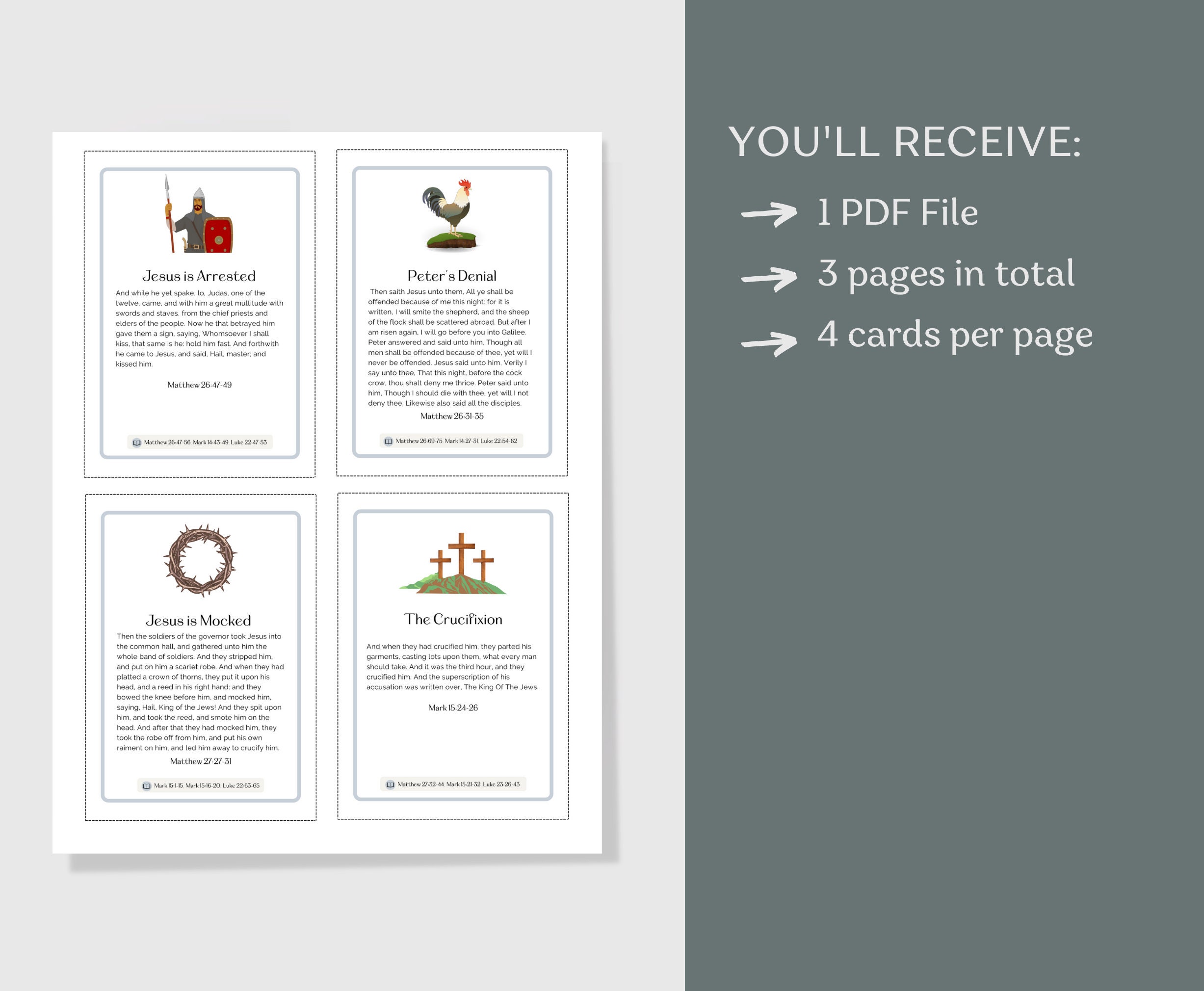 Printable Easter Scripture Cards, Holy Week Cards, Easter Countdown ...