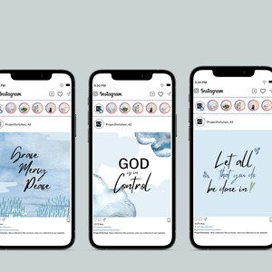 Bible Verse Instagram Template for Canva User, Blue Canva Template for ...
