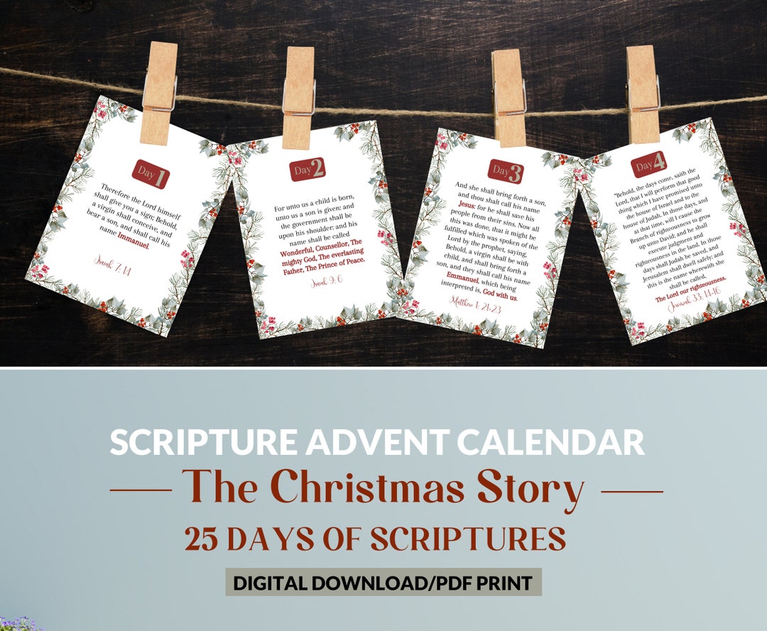 Scripture Advent Calendar for Printable Christmas Countdown - Etsy
