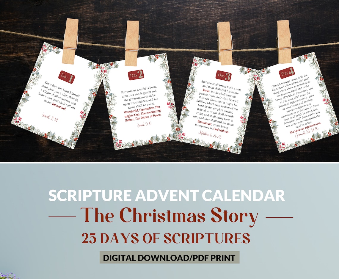 Scripture Advent Calendar for Printable Christmas Countdown - Etsy