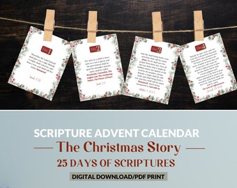 Scripture Advent Calendar for Printable Christmas Countdown | Etsy