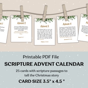 Scripture Advent Calendar for Printable, Christmas Countdown, Bible ...