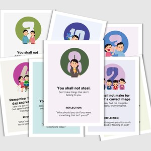 Ten Commandments Flashcard for Kids, Printable Kids Bible Study Cards ...