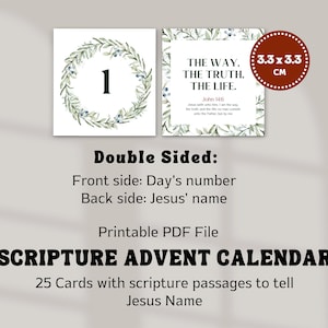 Name of Jesus Advent Calendar, Printable, Christmas Countdown, Bible ...