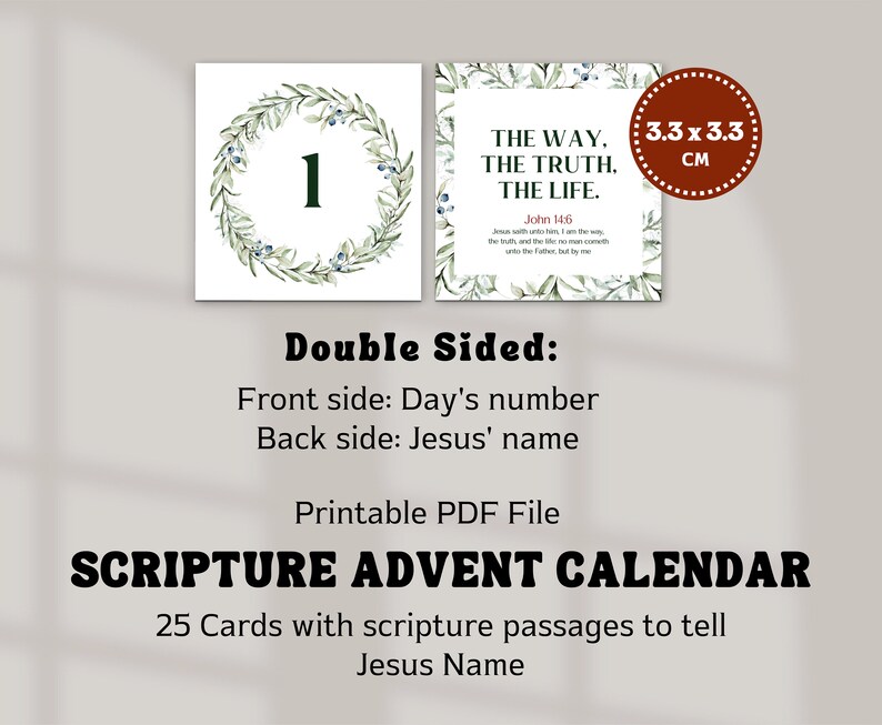 Name of Jesus Advent Calendar, Printable, Christmas Countdown, Bible ...