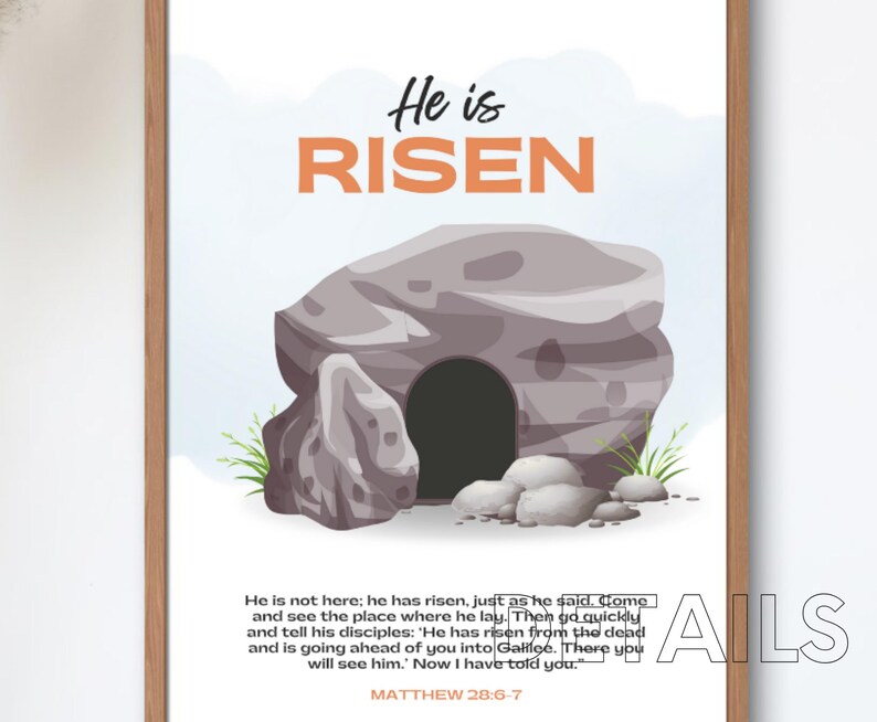 Printable Jesus Empty Tomb Wall Art, Easter Scripture Poster ...