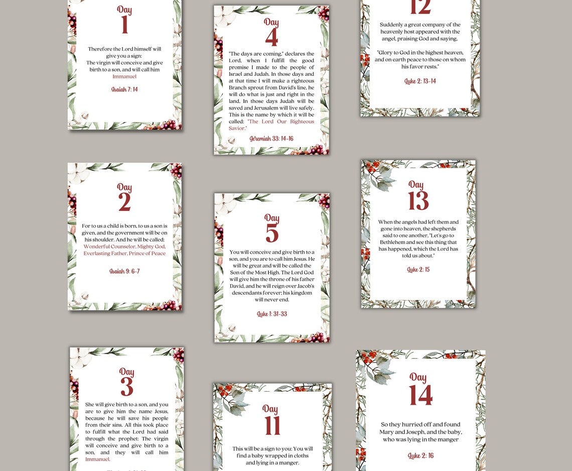 Scripture Advent Calendar for Printable Christmas Countdown | Etsy