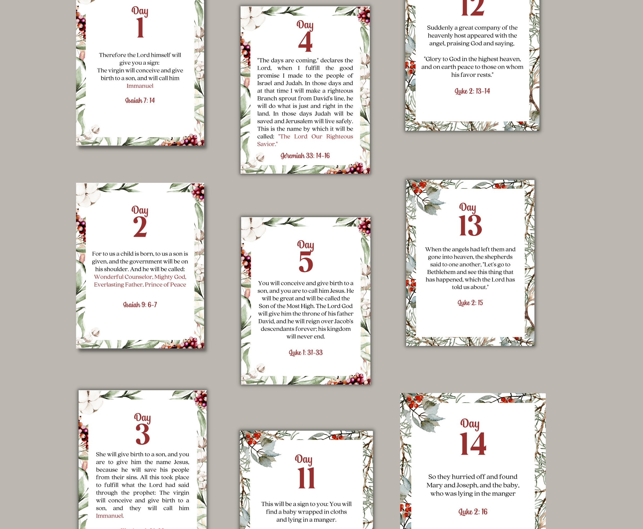 Scripture Advent Calendar for Printable Christmas Countdown | Etsy