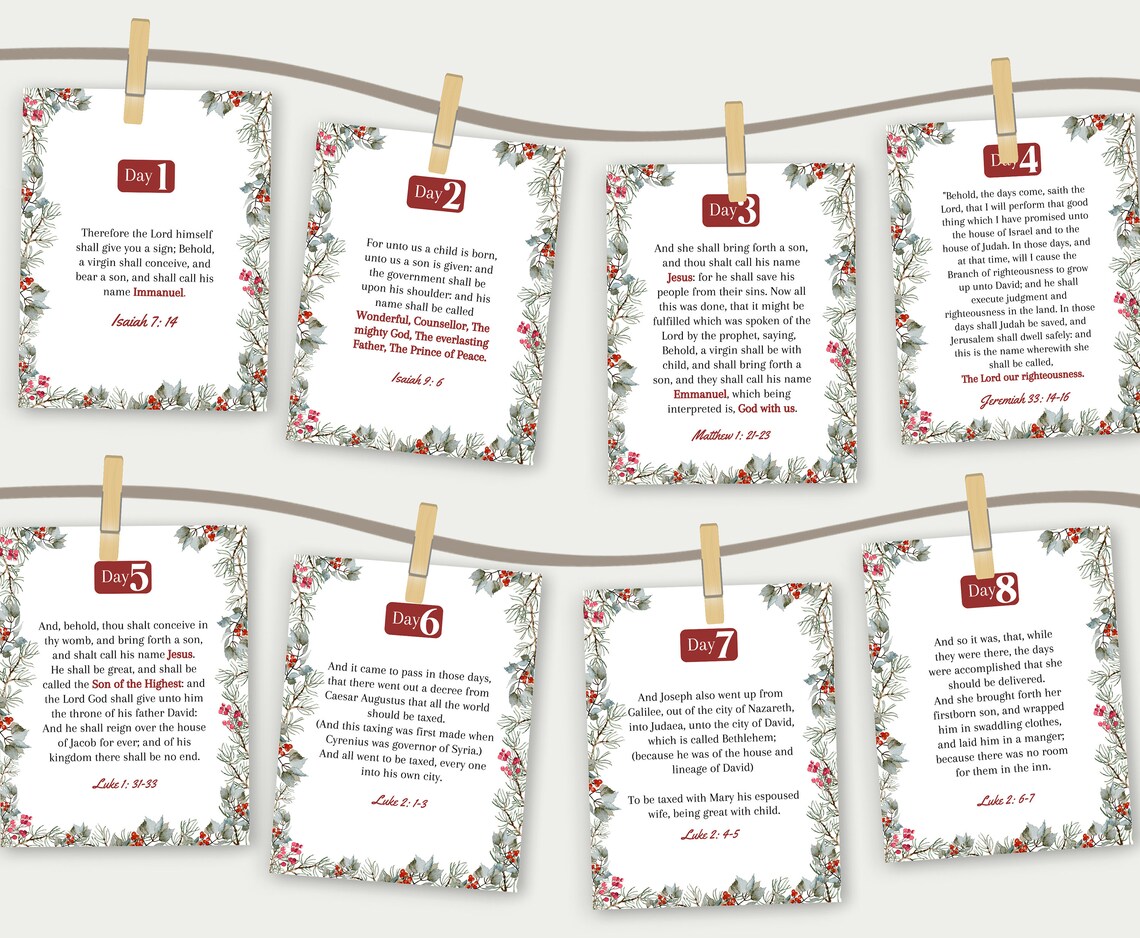 Scripture Advent Calendar for Printable, Christmas Countdown, Bible ...