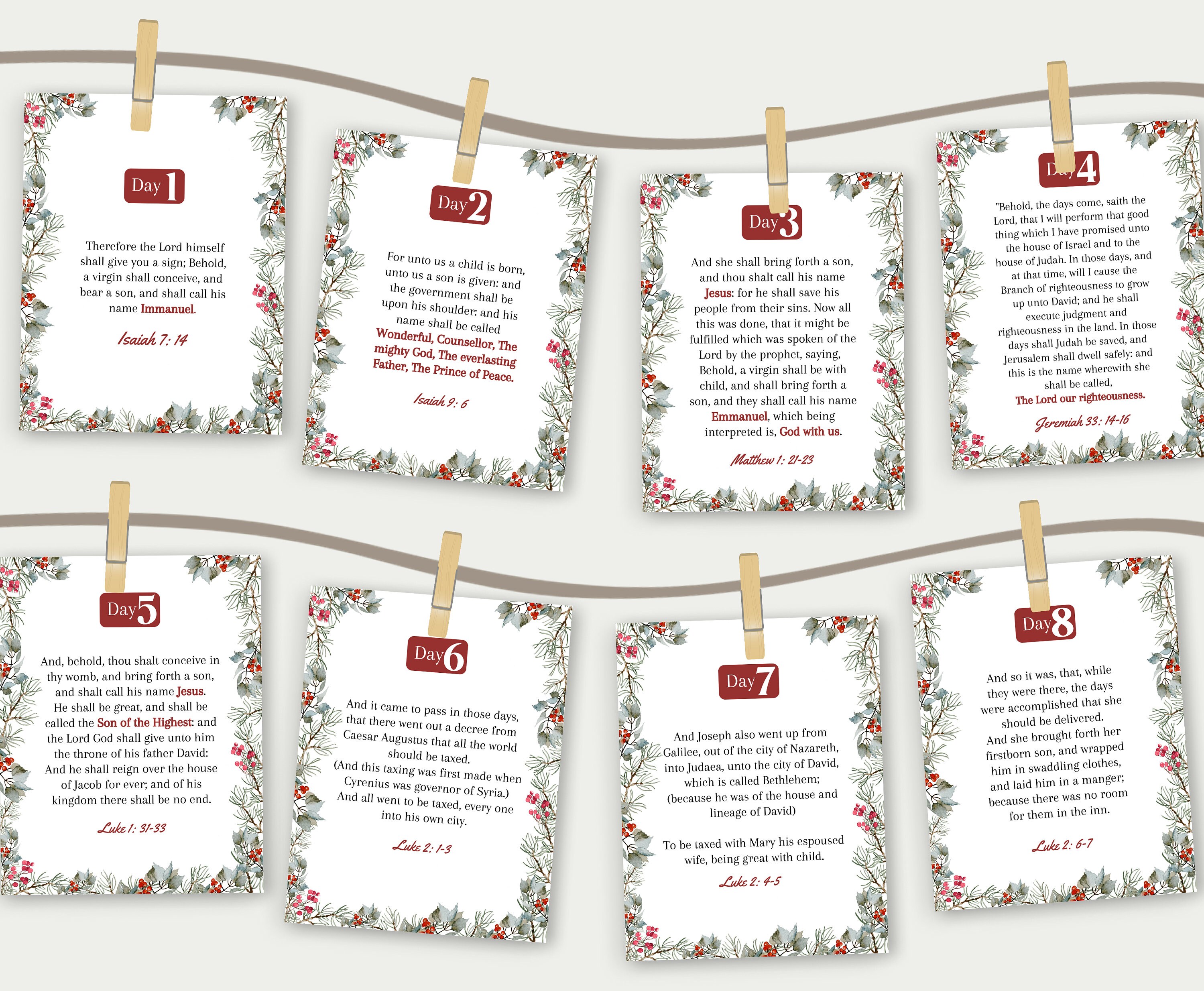 Scripture Advent Calendar for Printable, Christmas Countdown, Bible ...