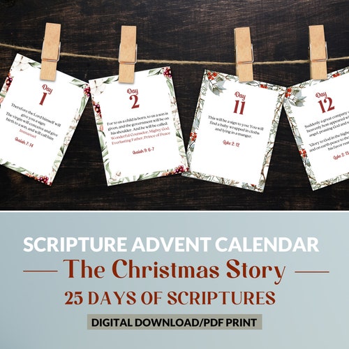 Scripture Advent Calendar for Printable Christmas Countdown - Etsy