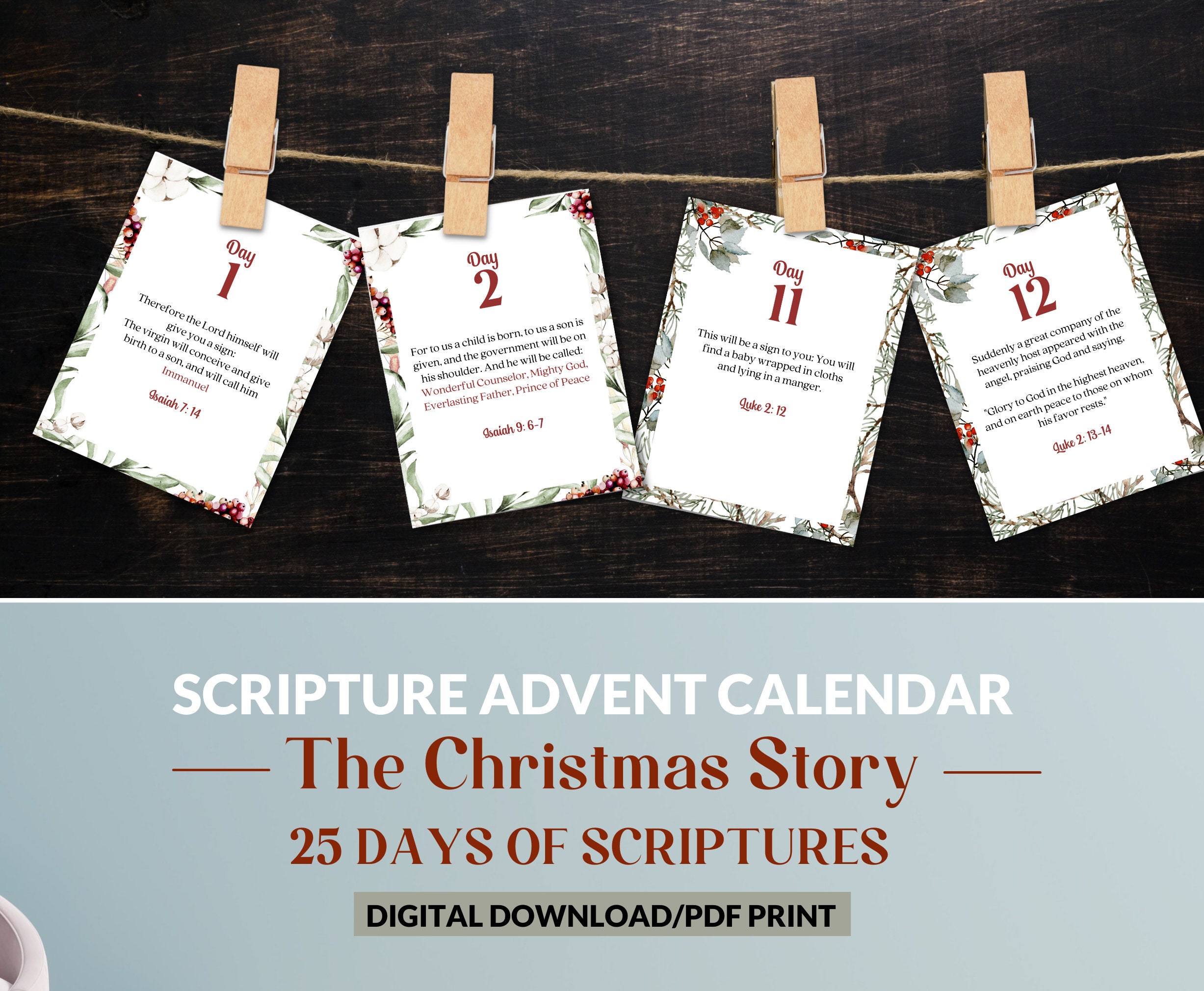 Scripture Advent Calendar for Printable Christmas Countdown | Etsy