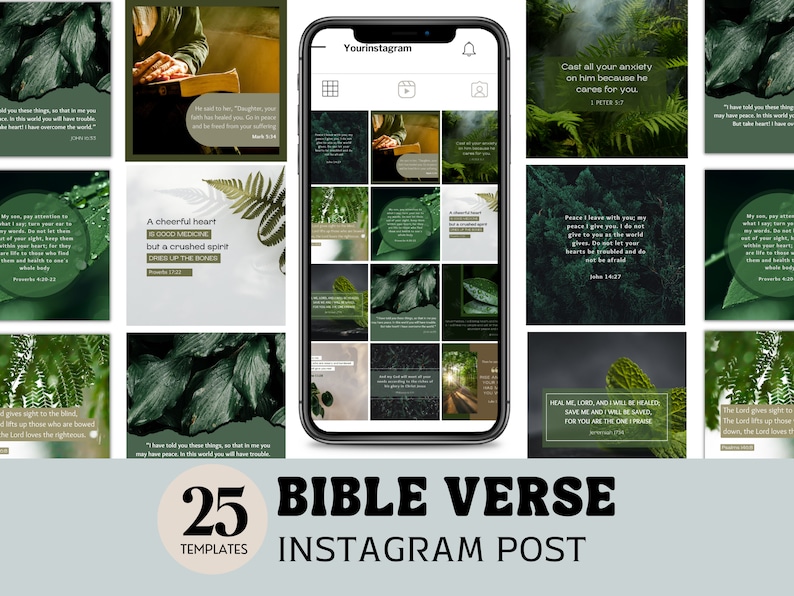 25 Bible Verse Instagram Canva Template, Christian Instagram Post ...