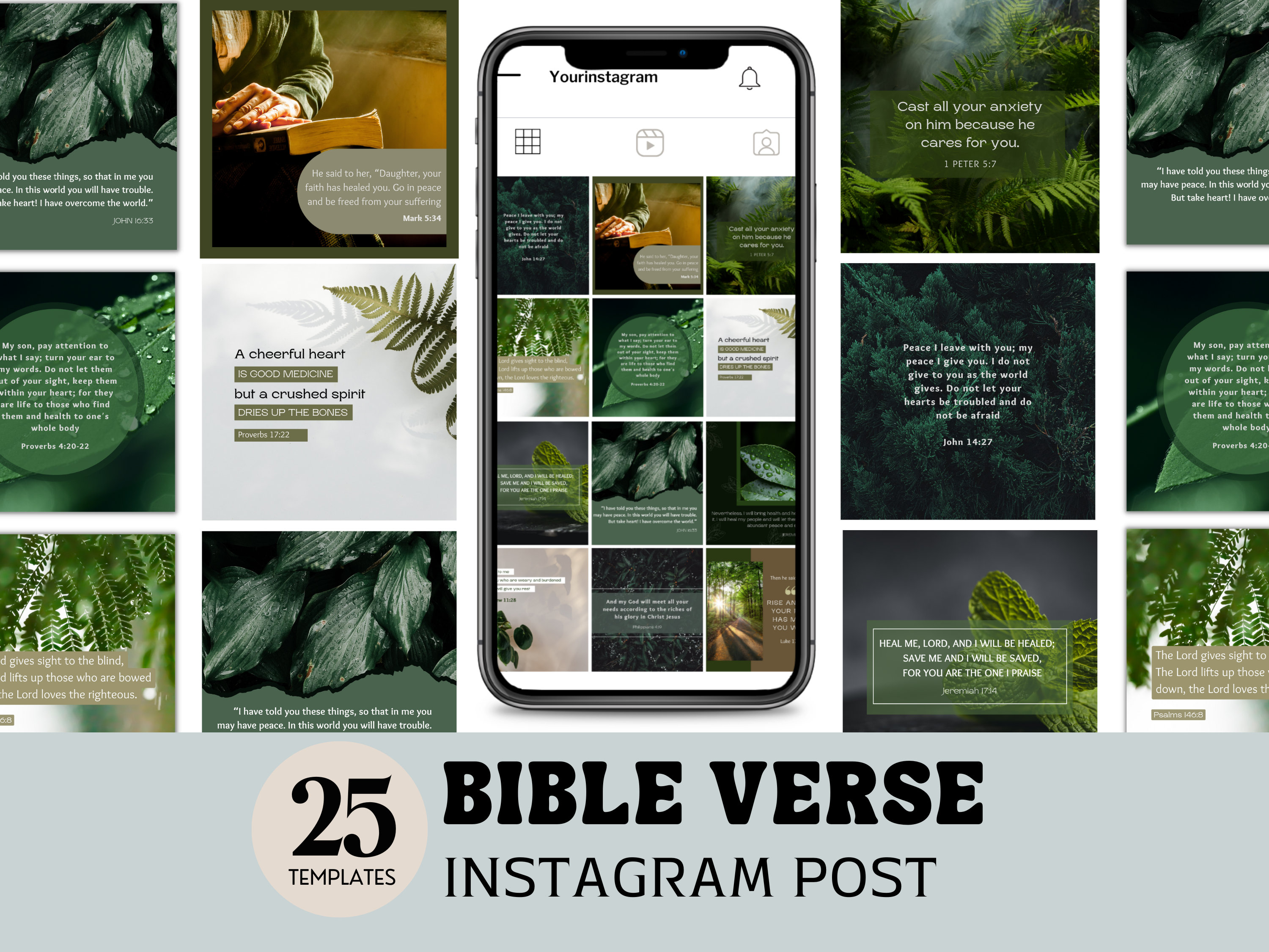 25 Bible Verse Instagram Canva Template, Christian Instagram Post ...