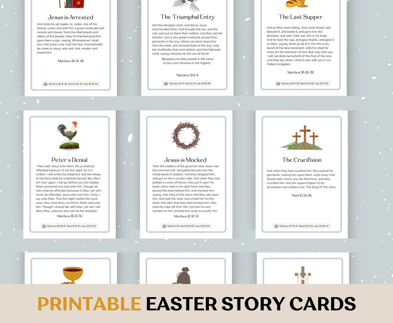 Printable Easter Scripture Cards, Holy Week Cards, Easter Countdown ...