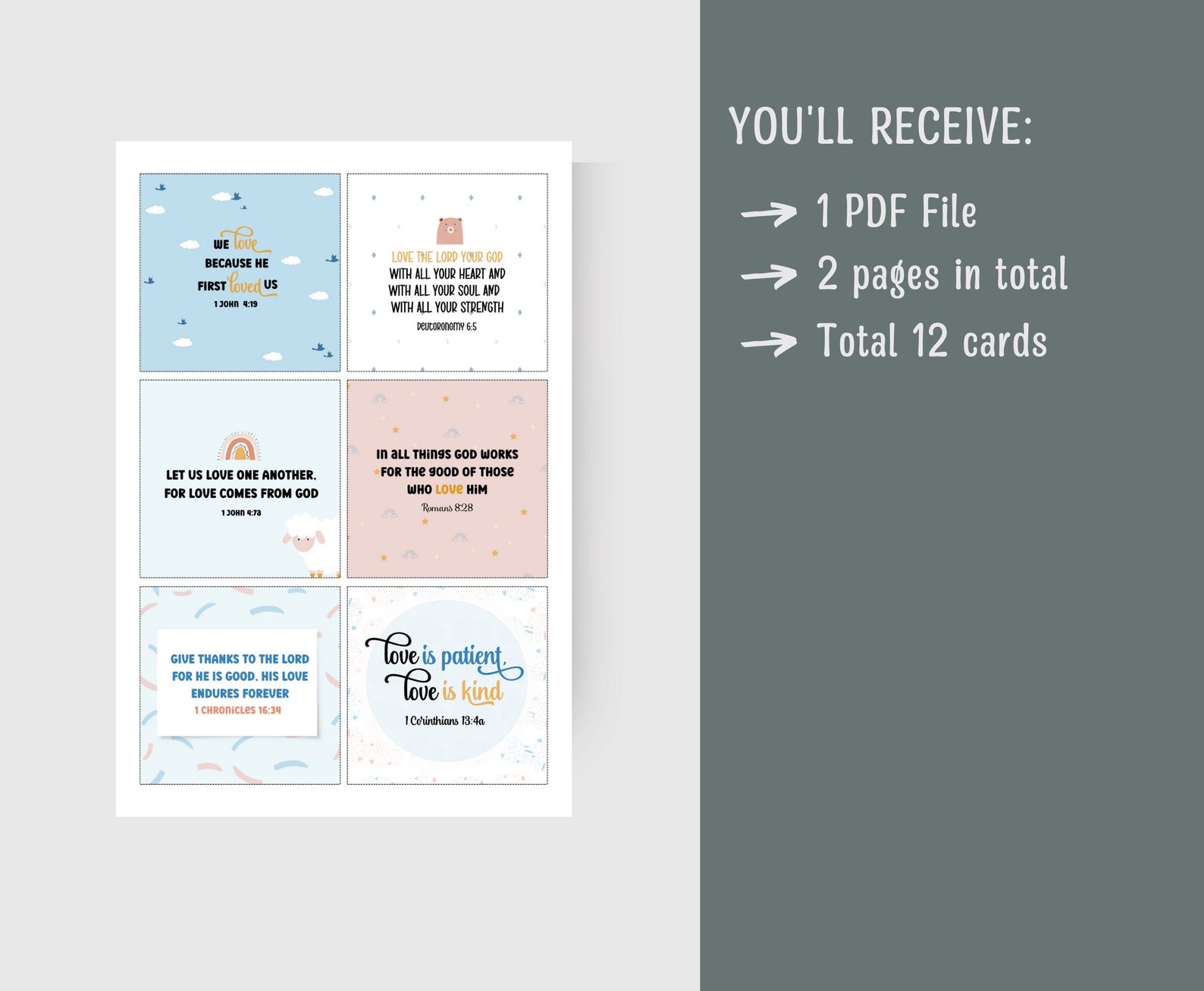 Kids Scripture Cards, Children's Bible Verse Memory, Scripture Card for ...