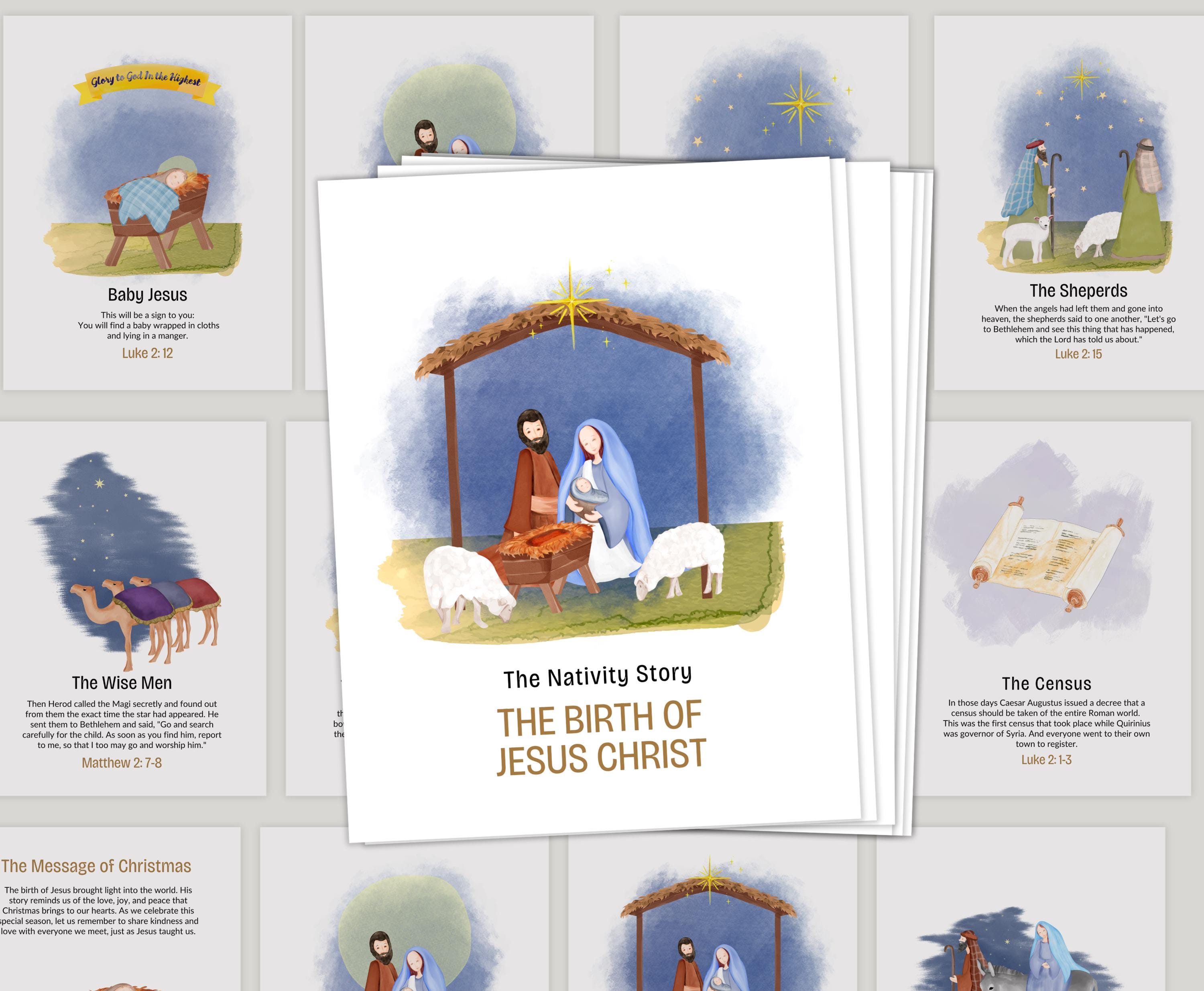 Printable Nativity Story Card Sequence for Kid, Advent Christmas Story ...