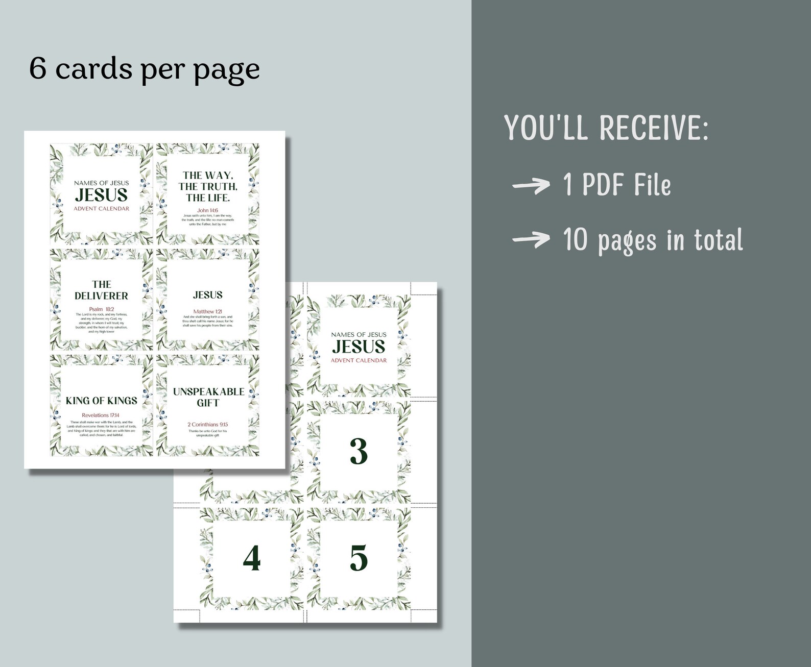 Name of Jesus Advent Calendar Printable Christmas Countdown - Etsy