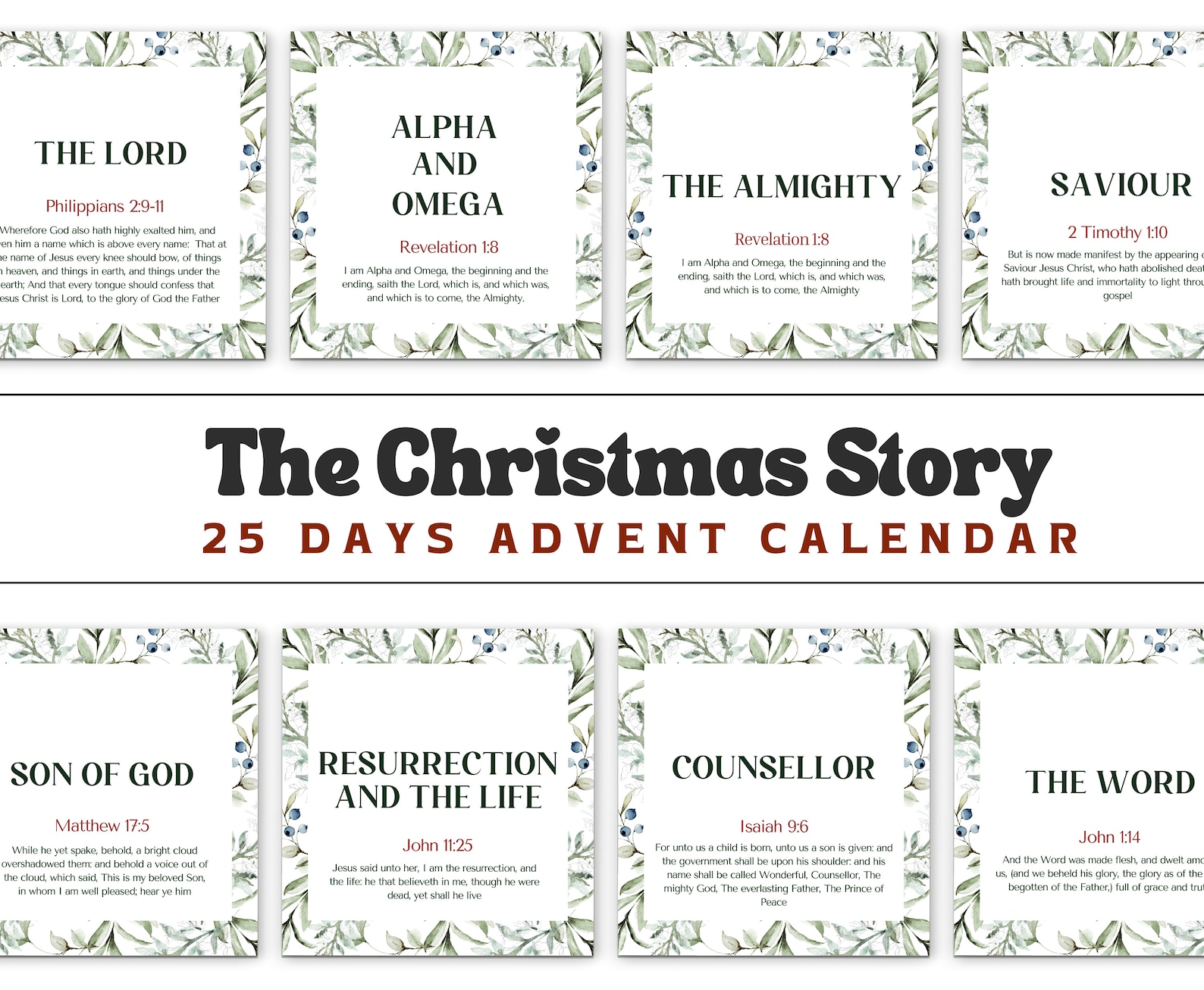 Name of Jesus Advent Calendar, Printable, Christmas Countdown, Bible ...