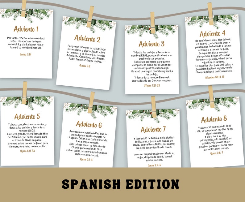 Printable Scripture Advent Calendar in Spanish, Christmas Countdown ...