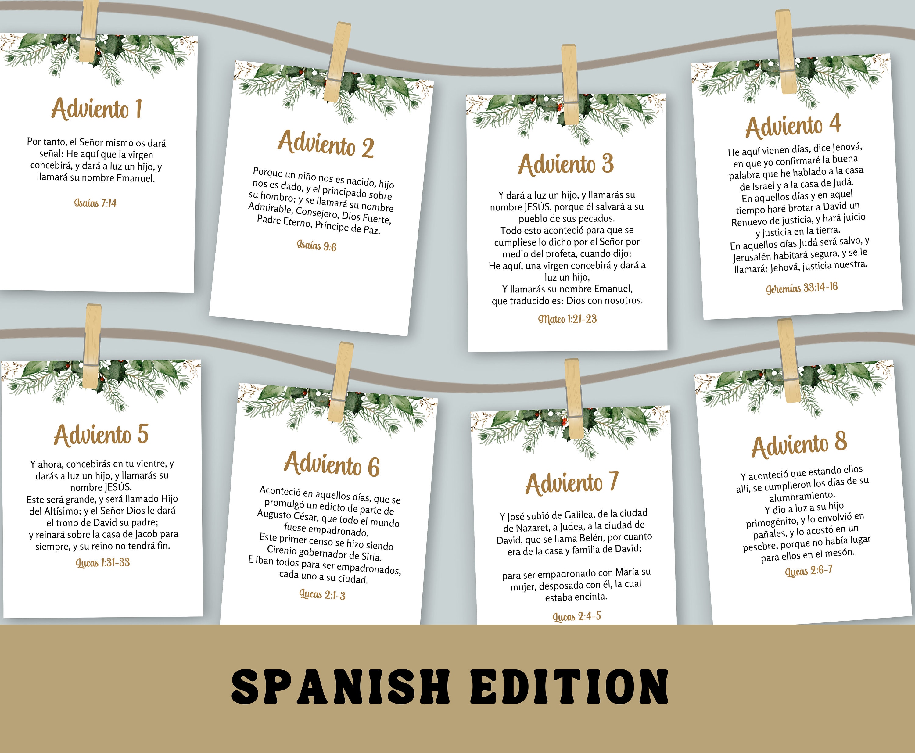 Printable Scripture Advent Calendar in Spanish, Christmas Countdown ...