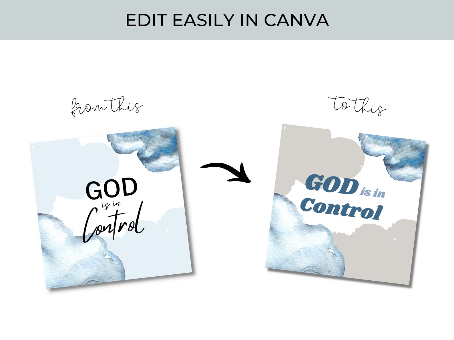 Bible Verse Instagram Template for Canva User, Blue Canva Template for ...