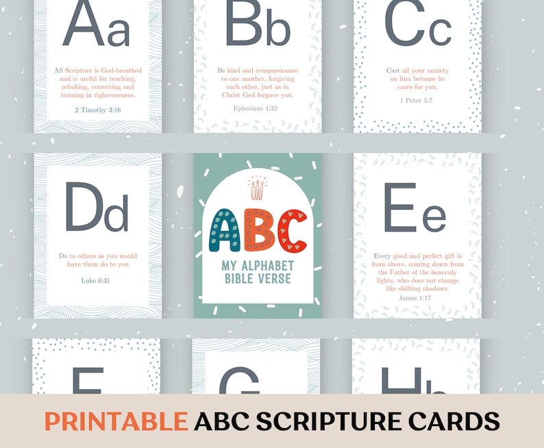 ABC Scripture Flash Cards Bible Verse Alphabet Cards Set - Etsy