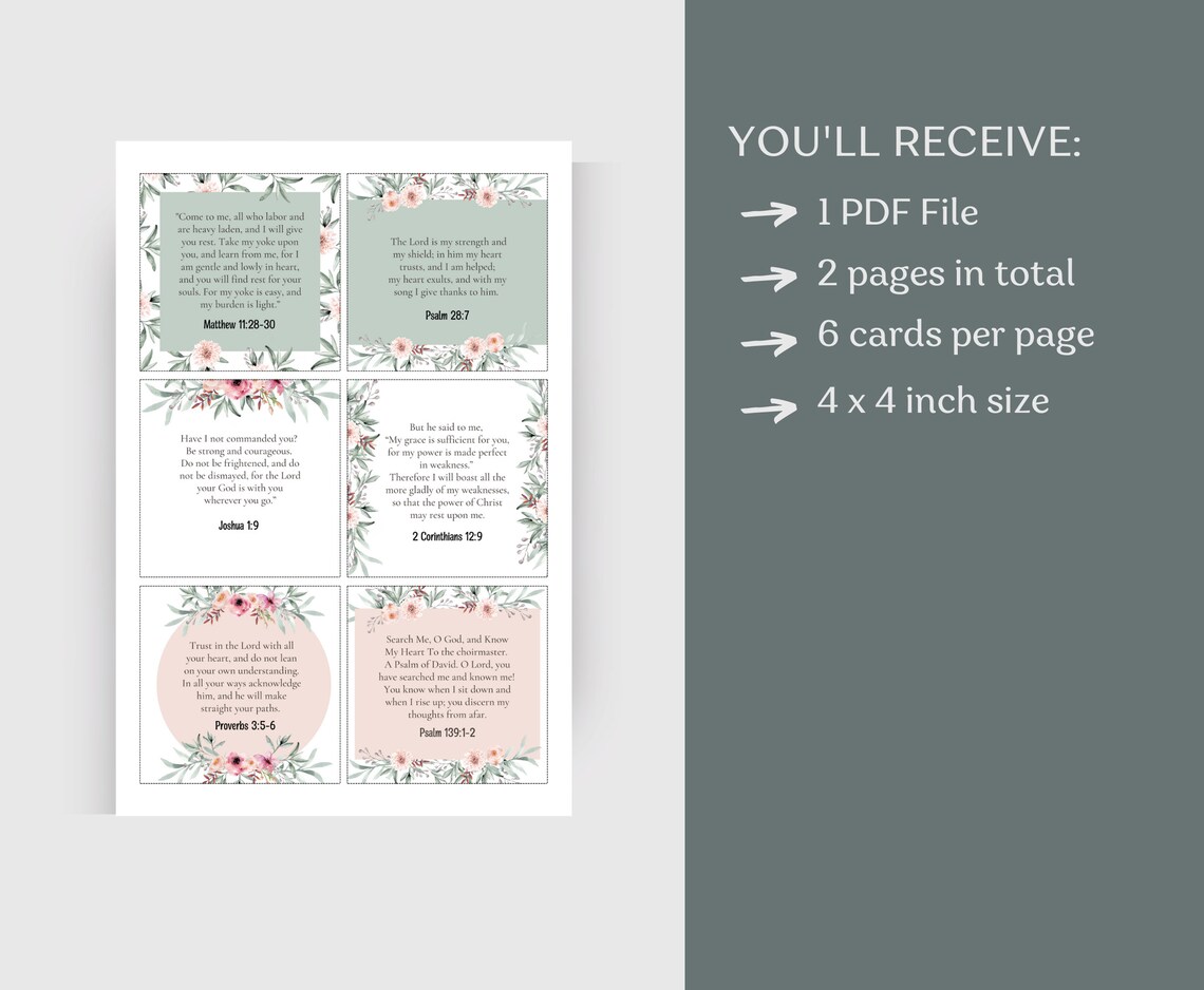 12 Bible Affirmation Cards Scripture Cards Bible Verse for - Etsy