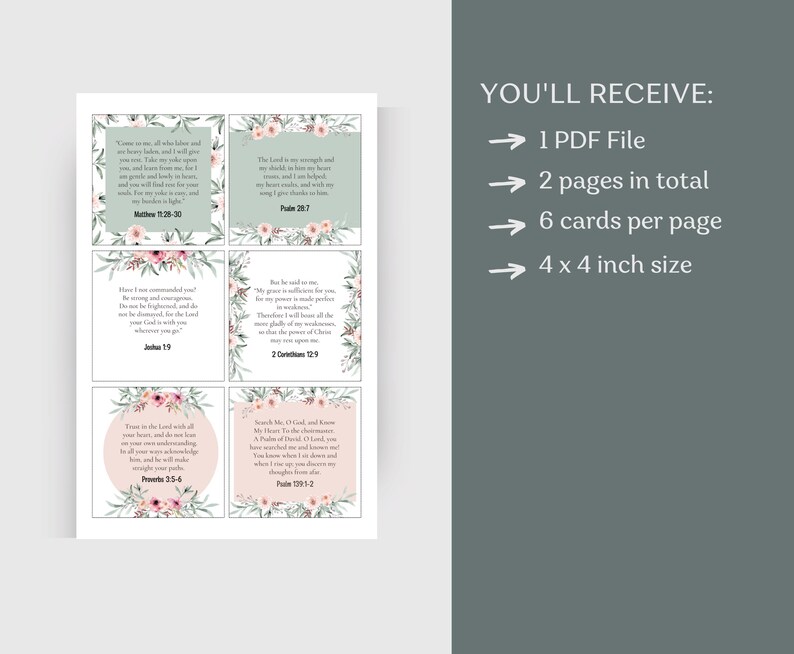 12 Bible Affirmation Cards Scripture Cards Bible Verse for - Etsy
