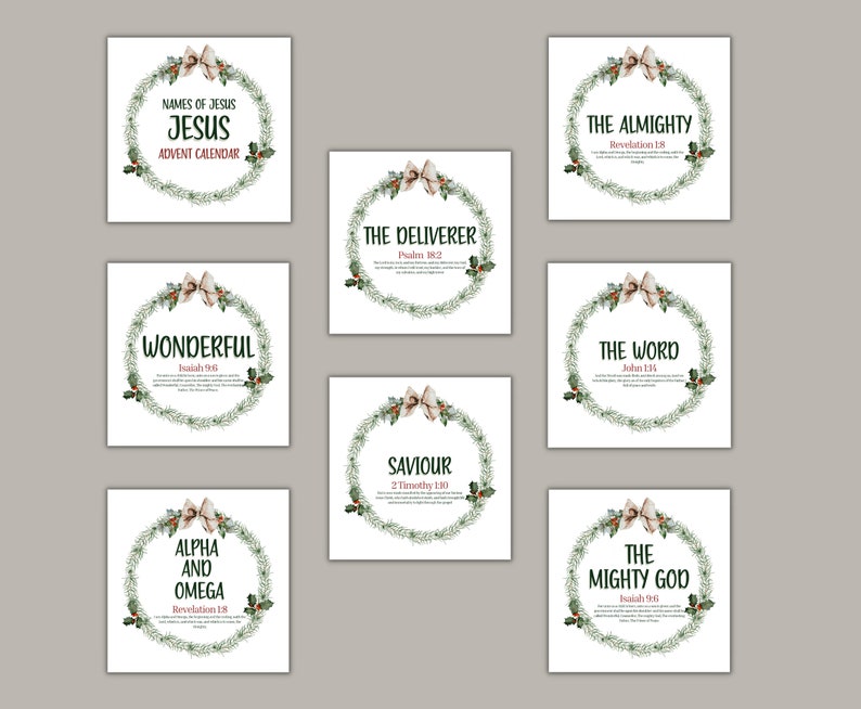 Name of Jesus Advent Calendar Printable Christmas Countdown | Etsy