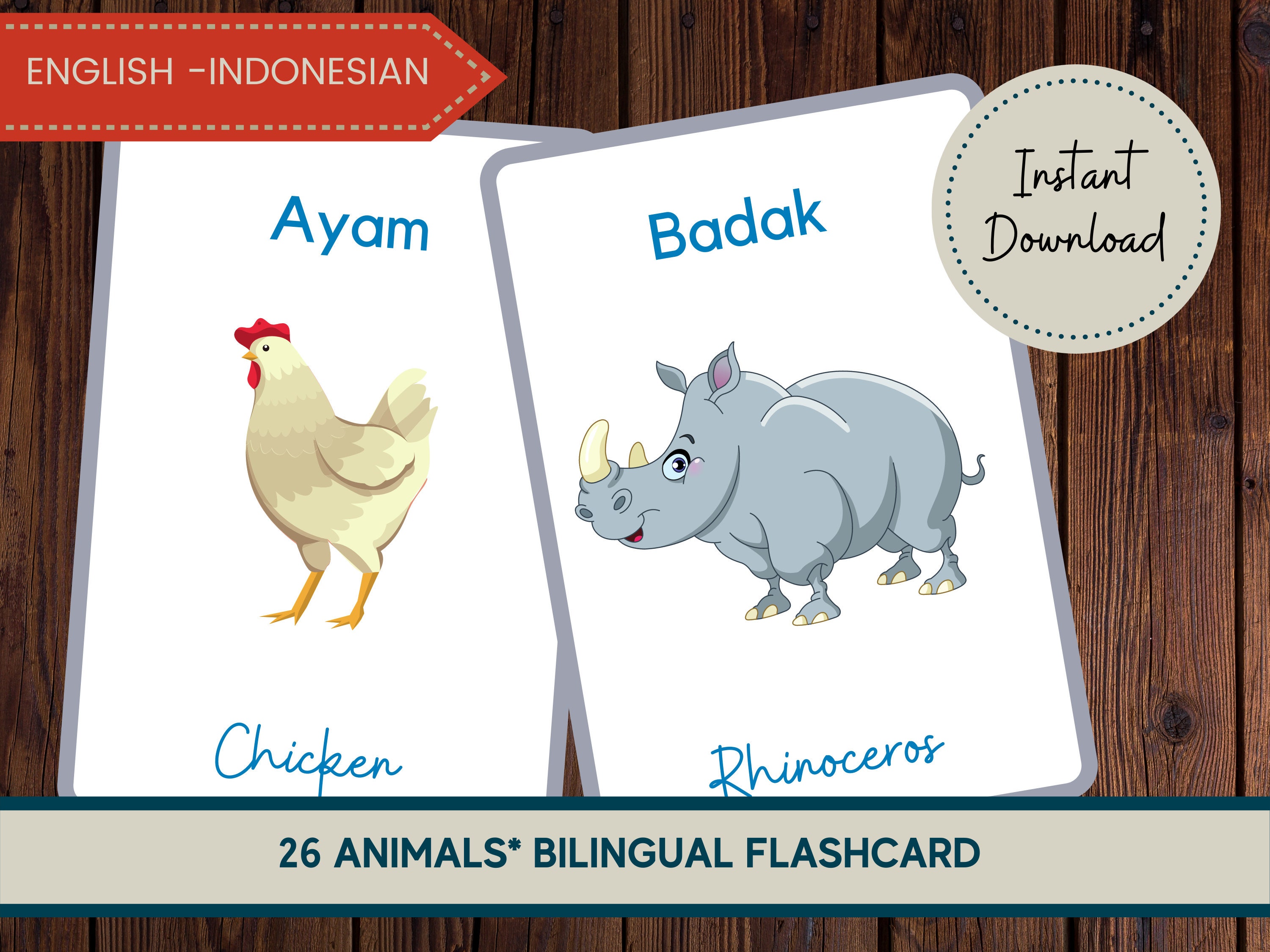 Indonesian Flashcards Indonesian Printable Learning | Etsy