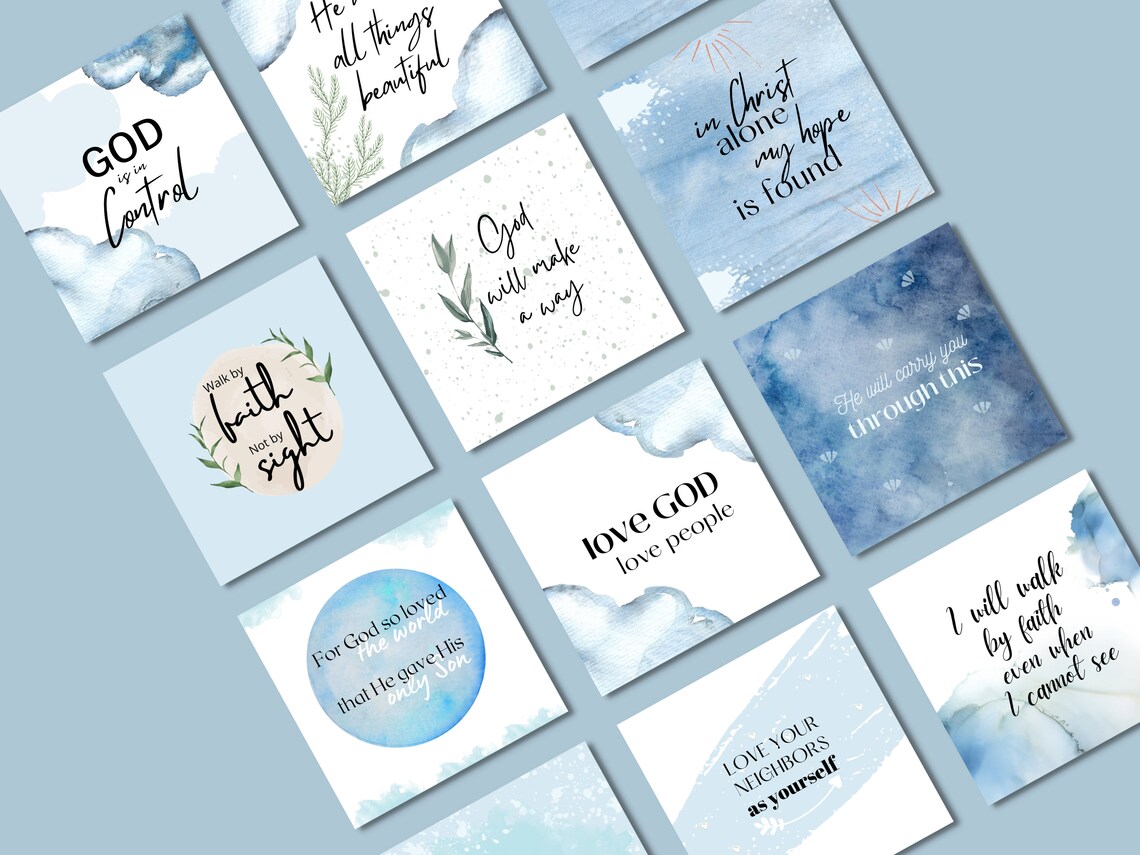 Bible Verse Instagram Template for Canva User Blue Canva | Etsy