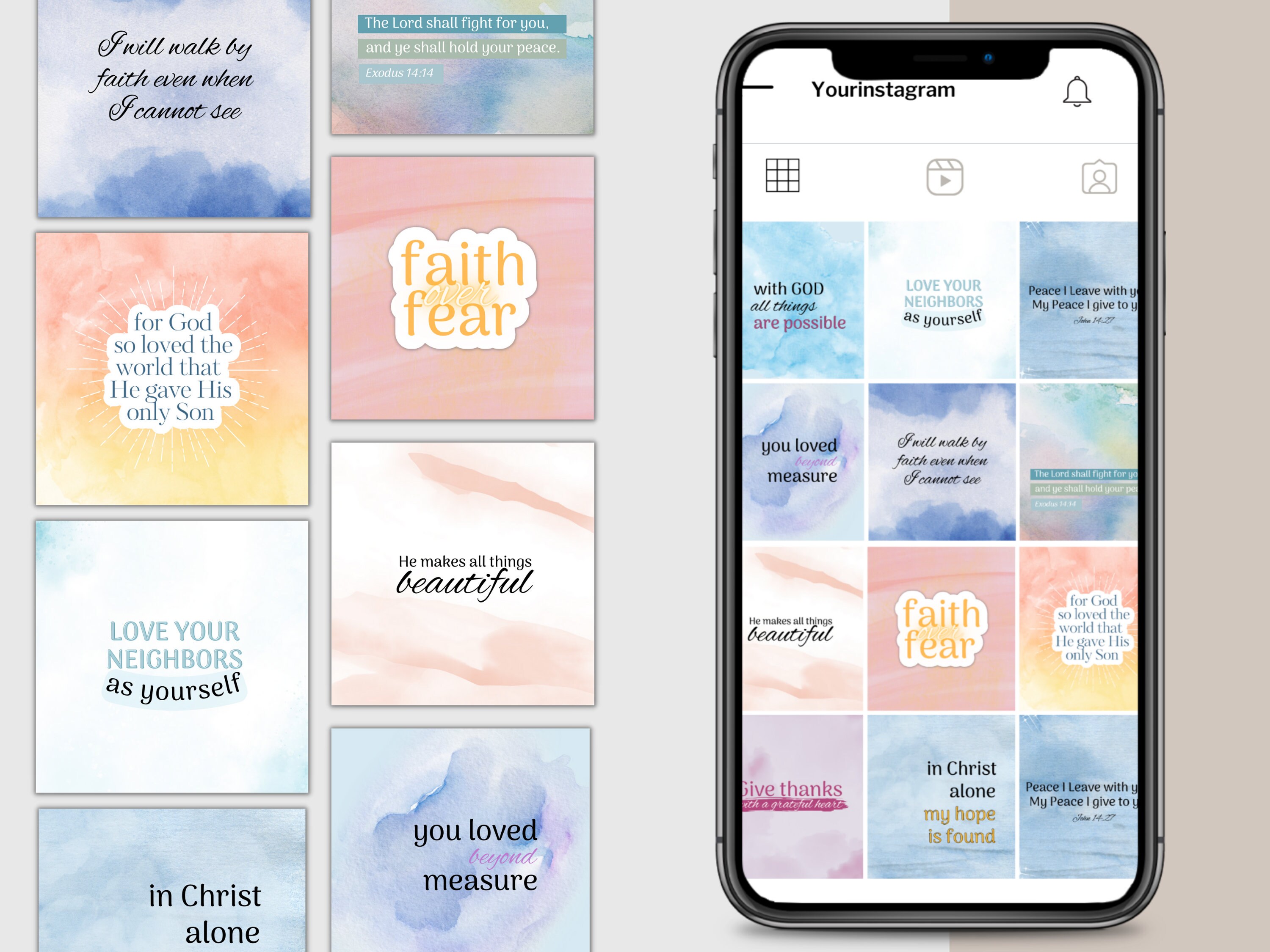 25 Bible Verse Instagram Template, Christian Instagram Template, Social ...