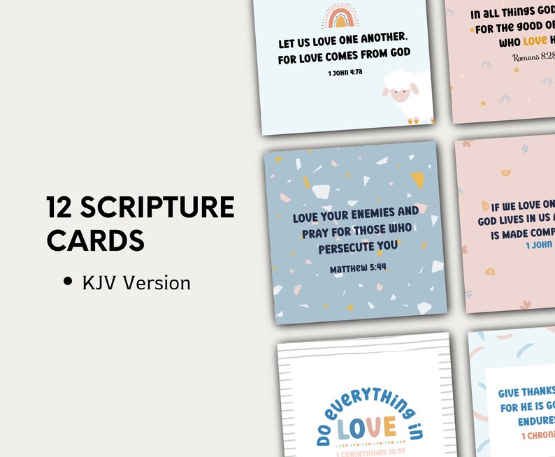 Kids Scripture Cards, Children's Bible Verse Memory, Scripture Card for ...