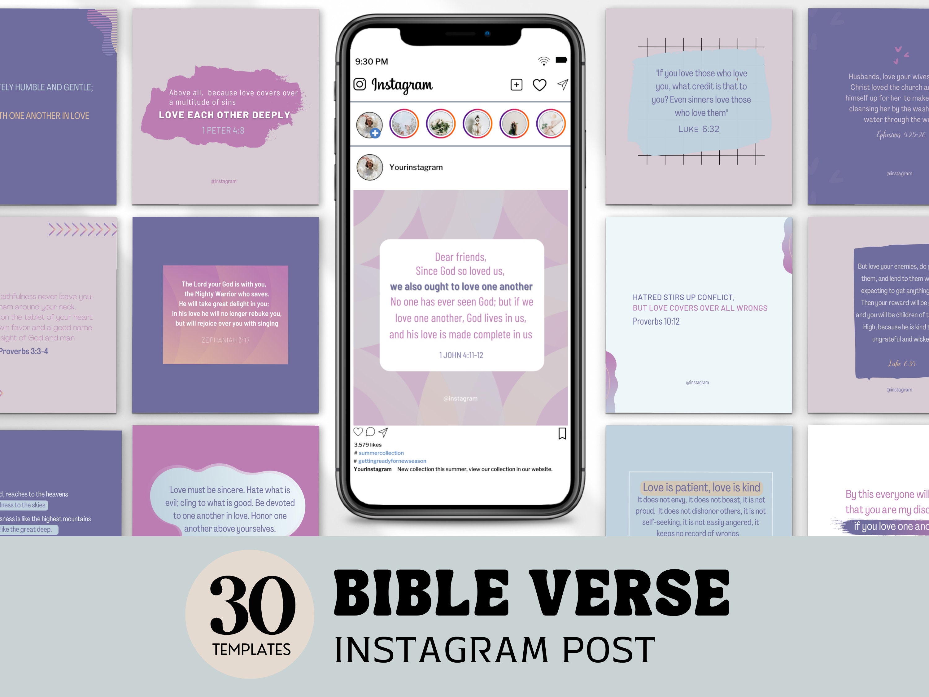 Christian Instagram Template, Canva Template for Church, Bible Verse ...