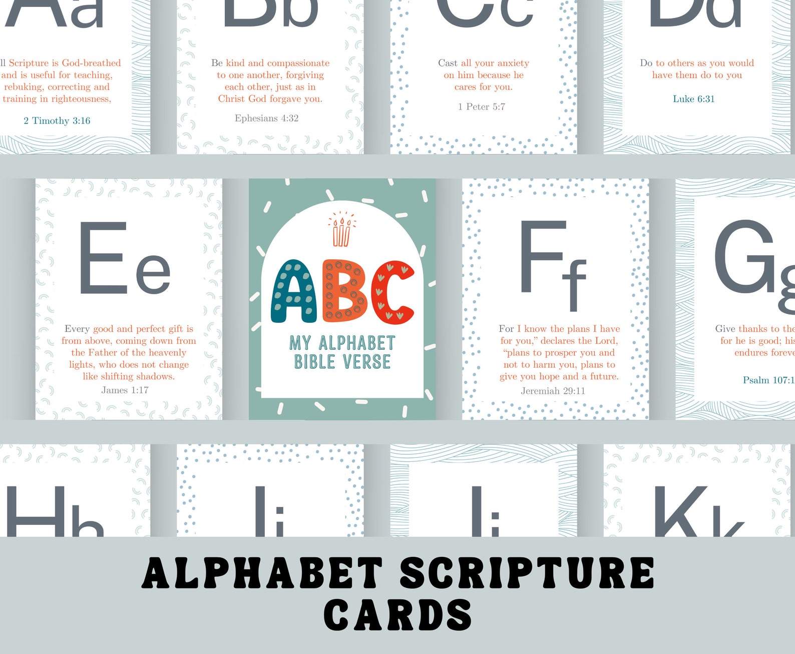 ABC Scripture Flash Cards, Bible Verse Alphabet Cards Set, Homeschool ...