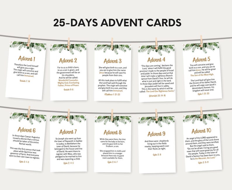 Scripture Advent Calendar for Printable, Christmas Countdown, Bible ...