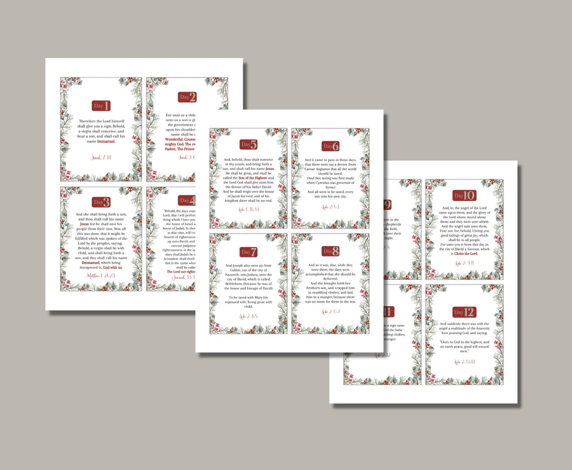 Scripture Advent Calendar for Printable Christmas Countdown - Etsy