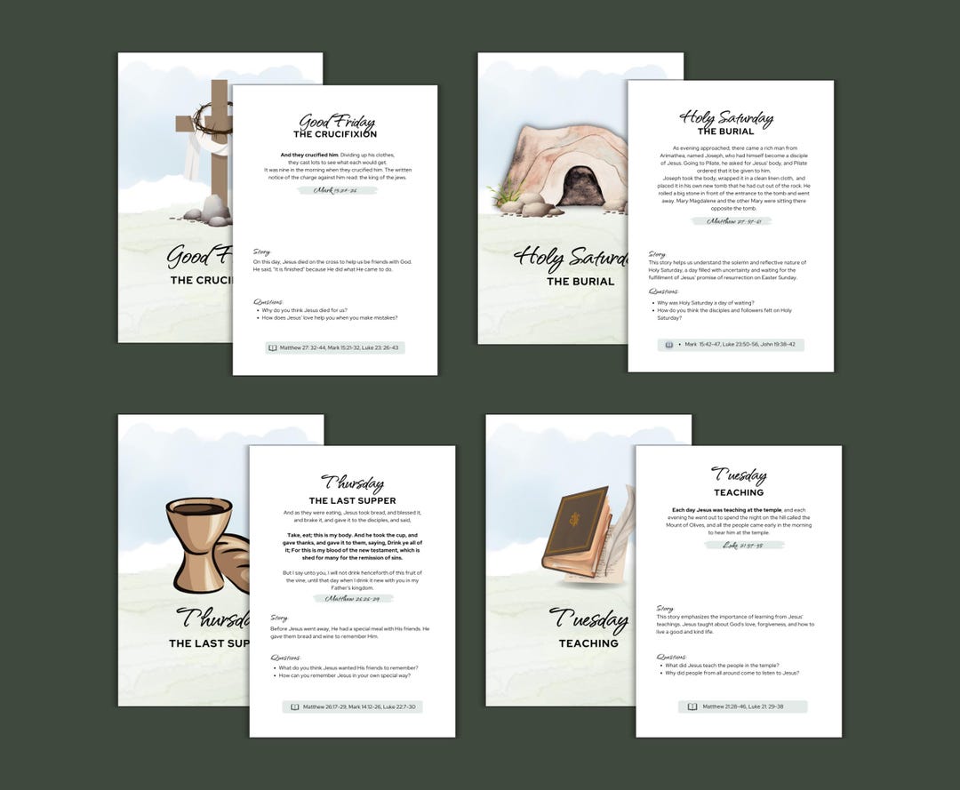 Christian Easter Story Cards: Holy Week Bible Study (PDF) - Etsy